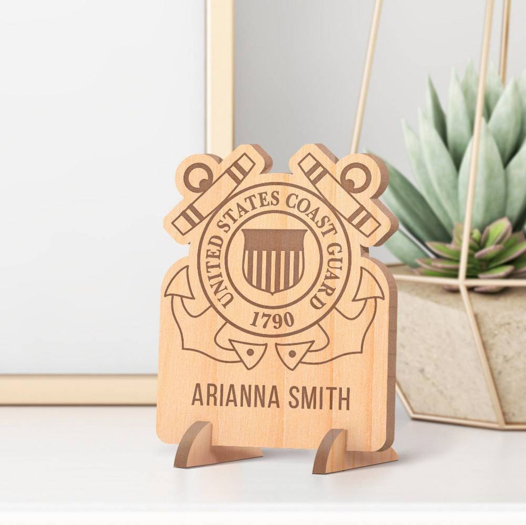Personalized Coast Guard Card, Customized Military Sign Wooden Card ...
