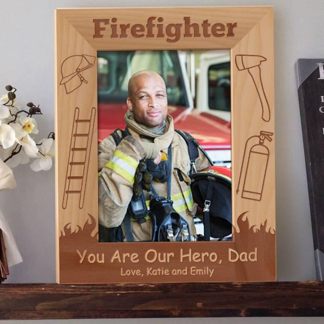 Firefighter Photo Frame, Personalized Firefighter Frame, Our Hero ...