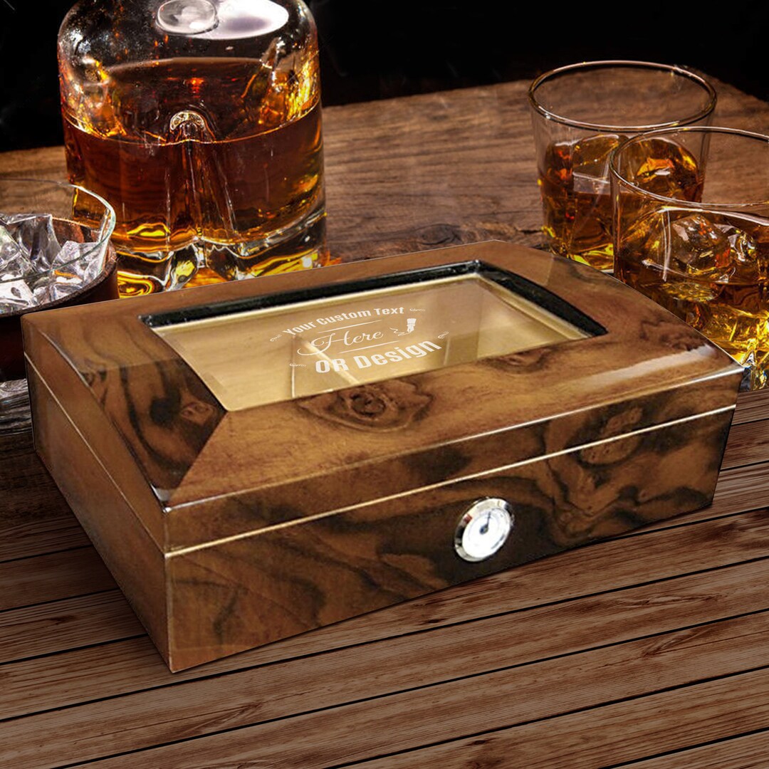 Personalized Cigar Box, Customized Wooden Cigar Box With Humidifier ...