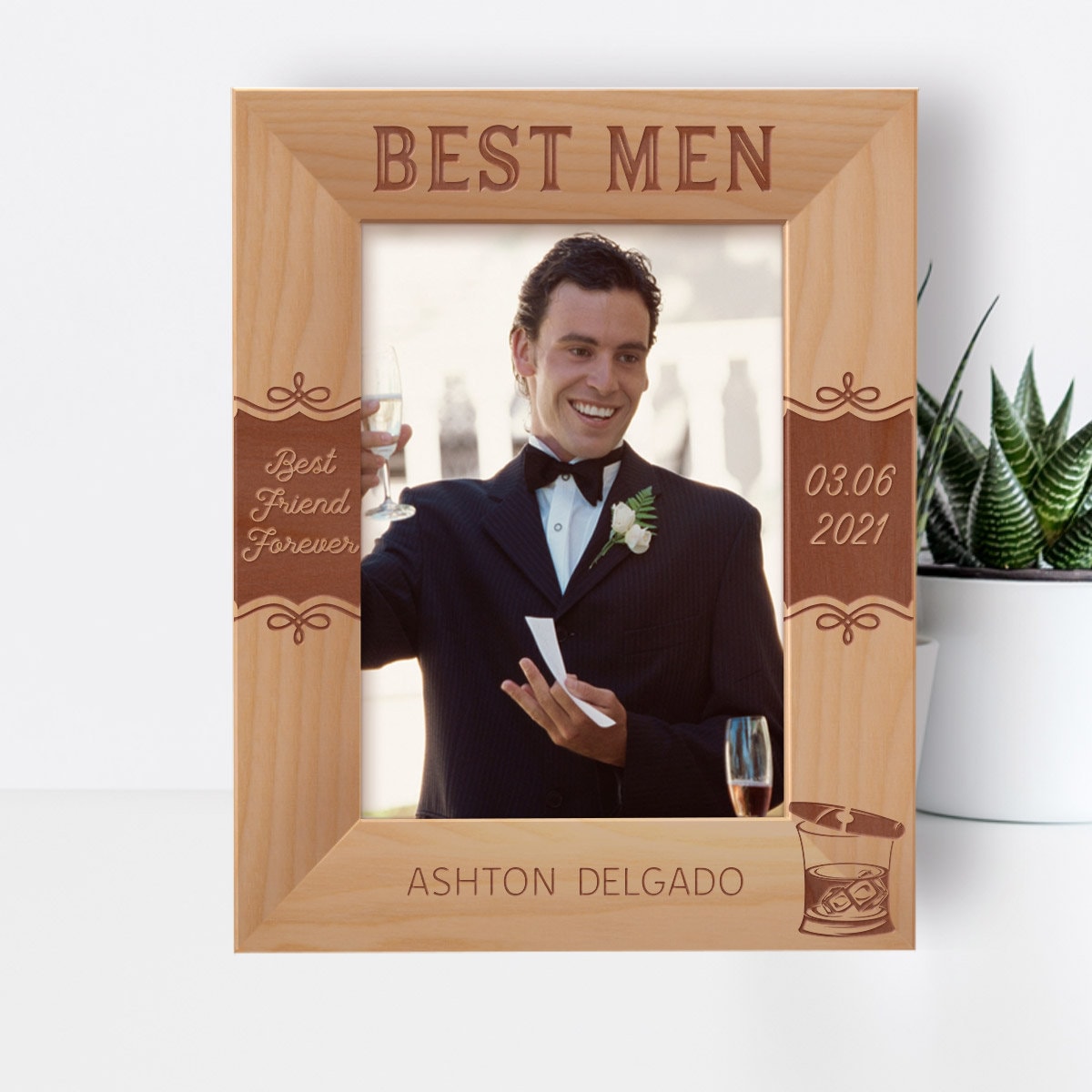 Custom Groomsmen Photo Frame, Personalized Photo Frame, Engraved Photo ...