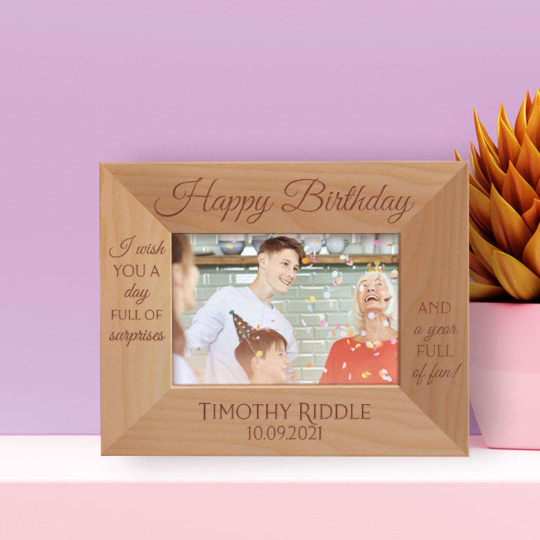 Personalized Happy Birthday Photo Frame, Custom Wishing Picture Frame ...