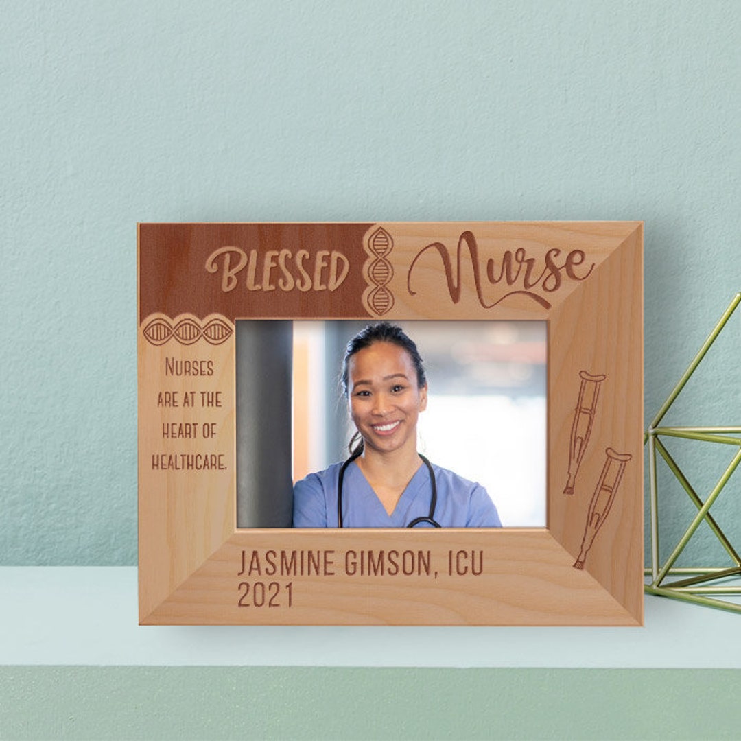 Personalized Nurse Photo Frame, Custom Nurses Day Photo Frame, Wooden ...