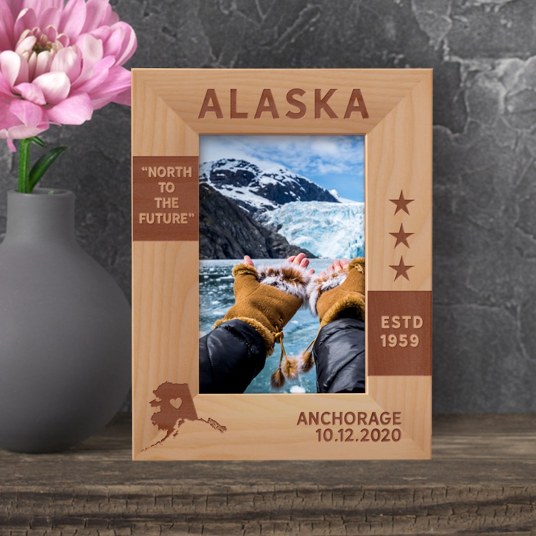 Personalized Photo Frame Alaska States, Wooden Photo Frame, Custom ...