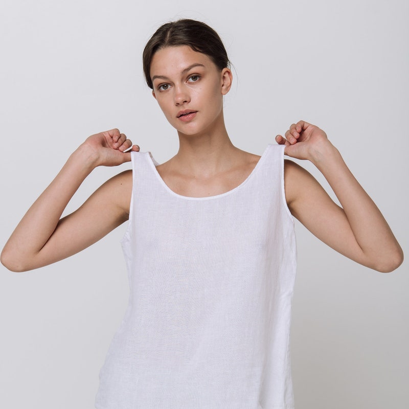 White Linen Tank - Etsy