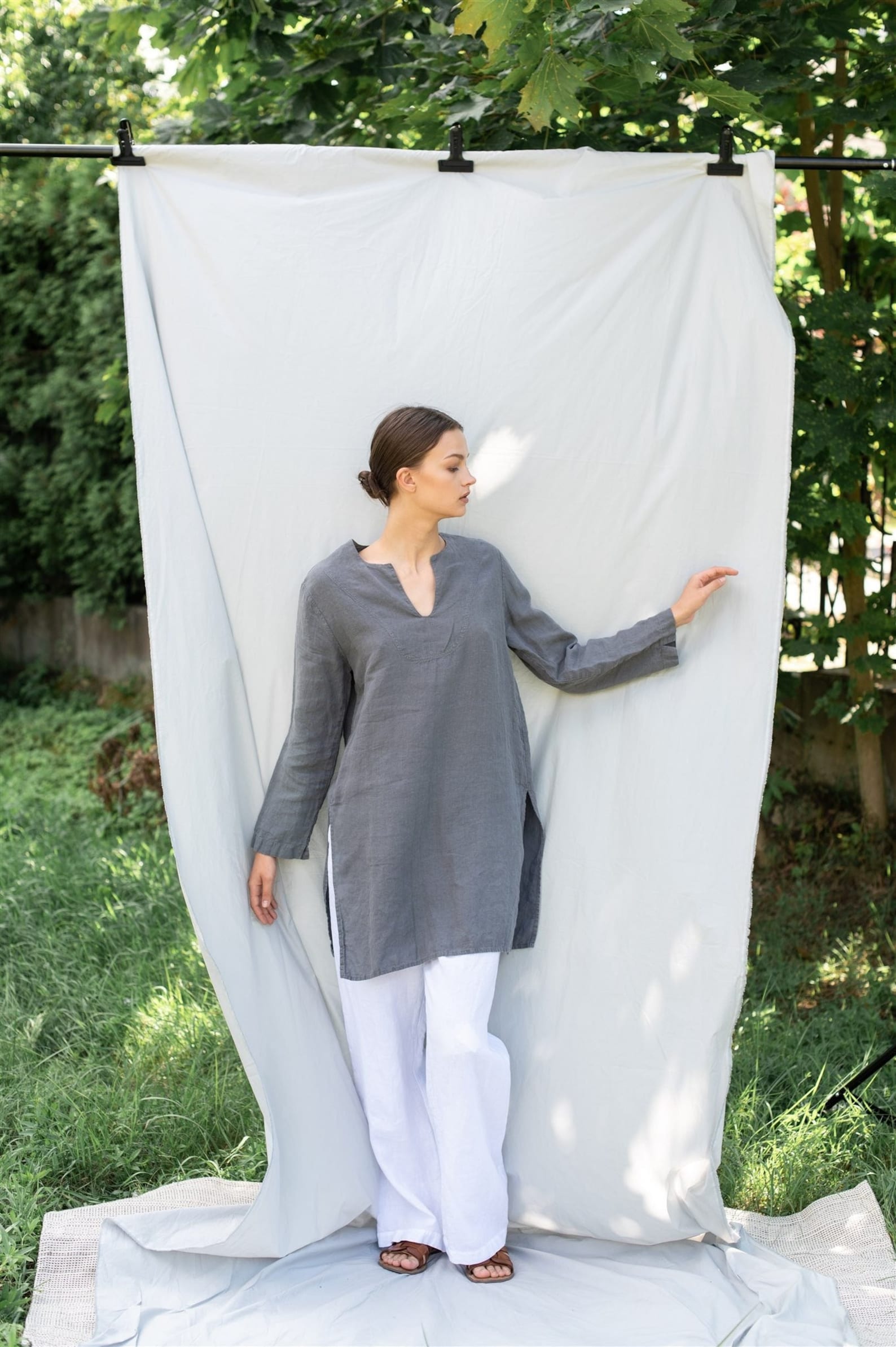 Linen Tunic Shirt SHADE, Linen Tunic Dress for Women, Linen Tunic Shirt ...