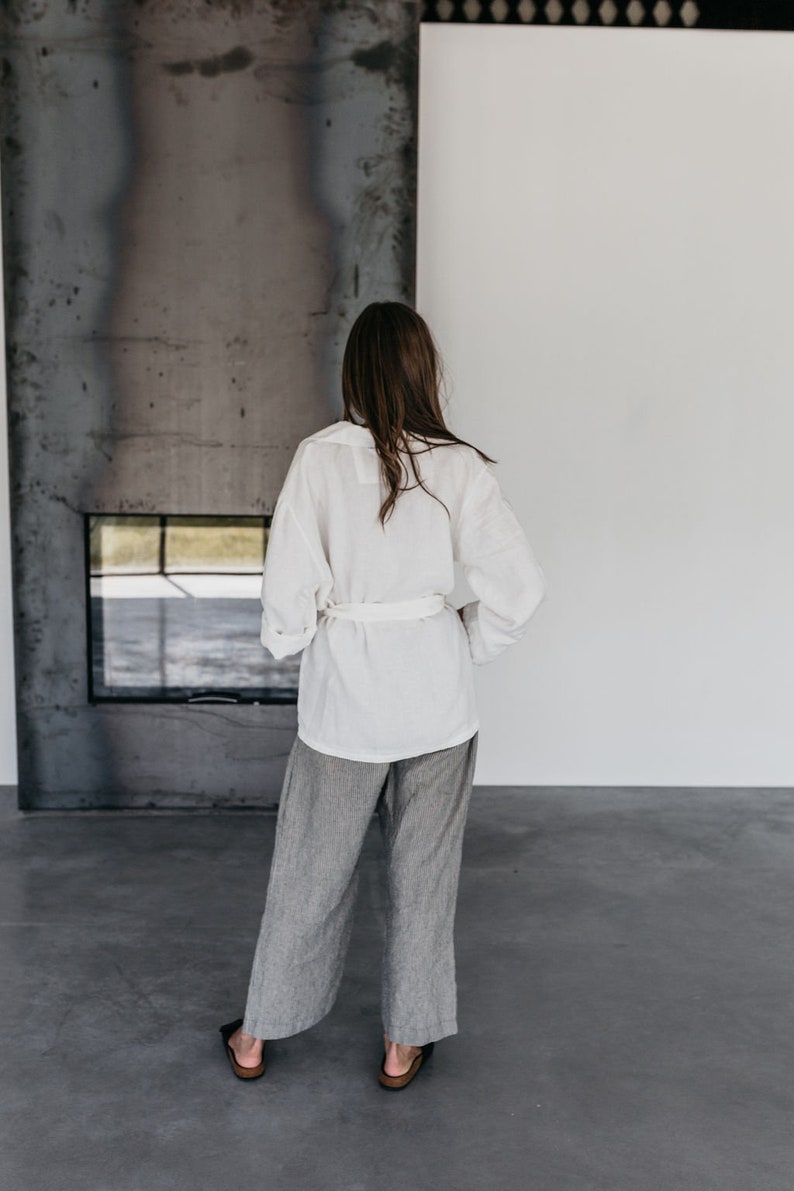White Linen Shirt LIANE. Linen Shirt Women Long Sleeves Shirt - Etsy