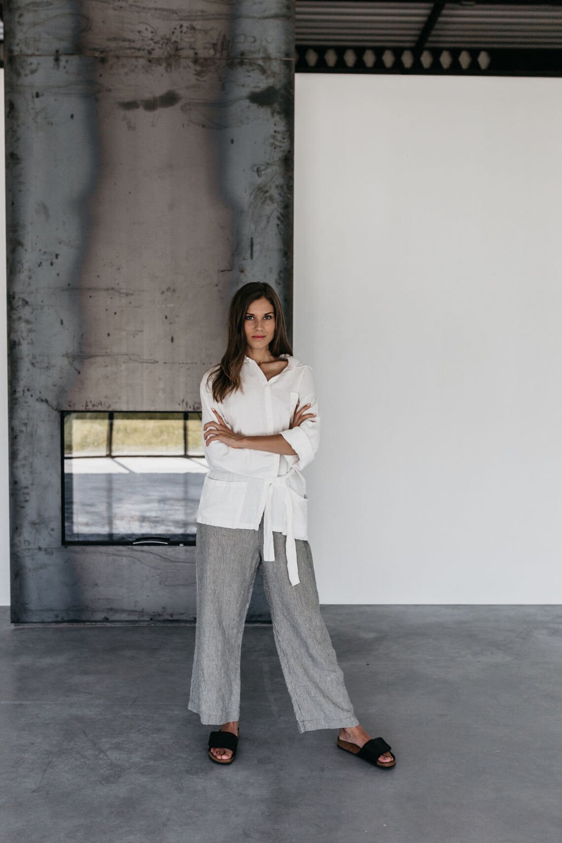 White Linen shirt LIANE. Linen shirt women long sleeves | Etsy