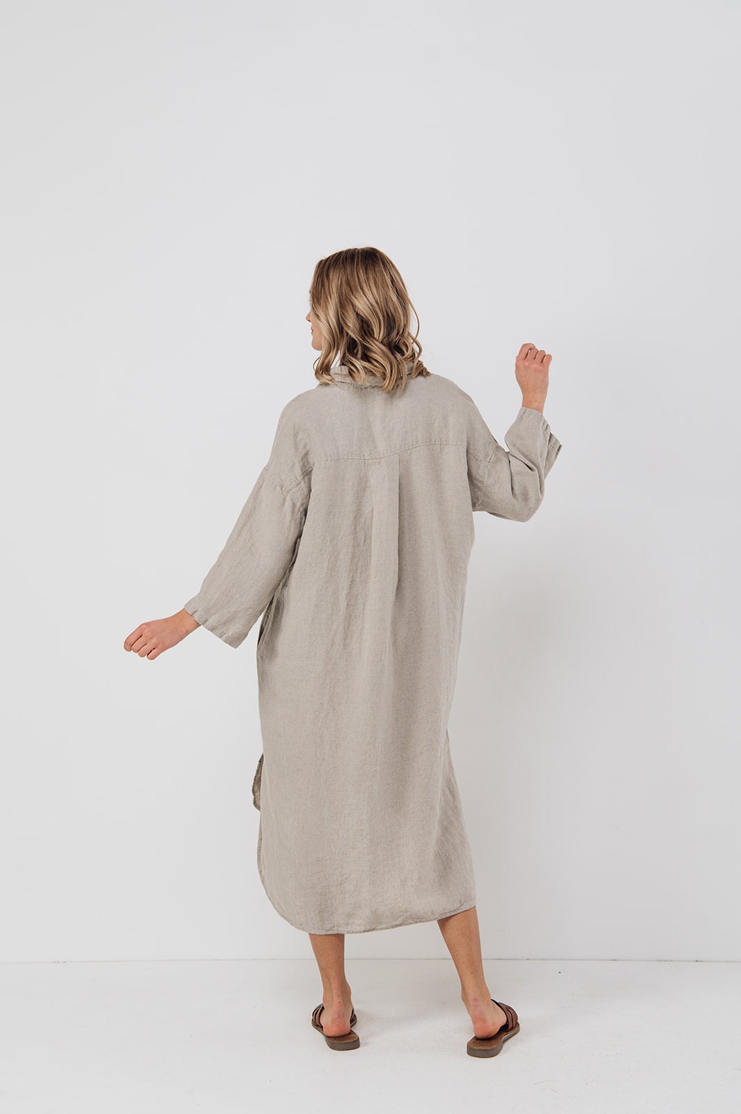 Linen Tunic Dress SIMPLE . Midi Dress With Pockets - Etsy