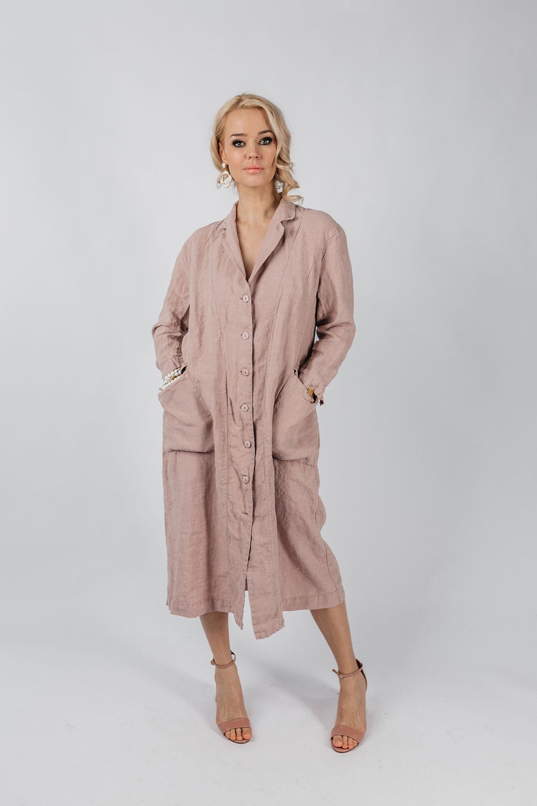 Linen Jacket GRACE . Full Length Jacket. Long Linen Coat. Linen Shirt ...