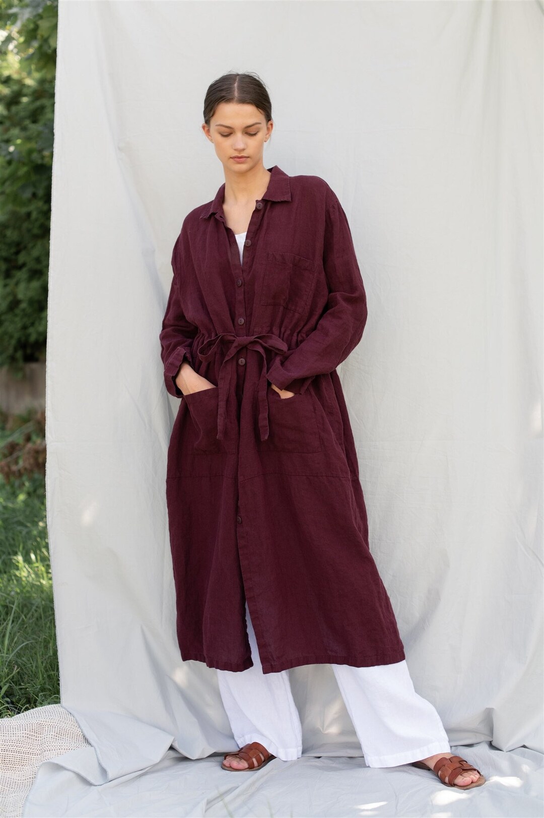 Linen Jacket LAURA . Full Length Jacket. Linen Coat. Loose Fit Oversize ...