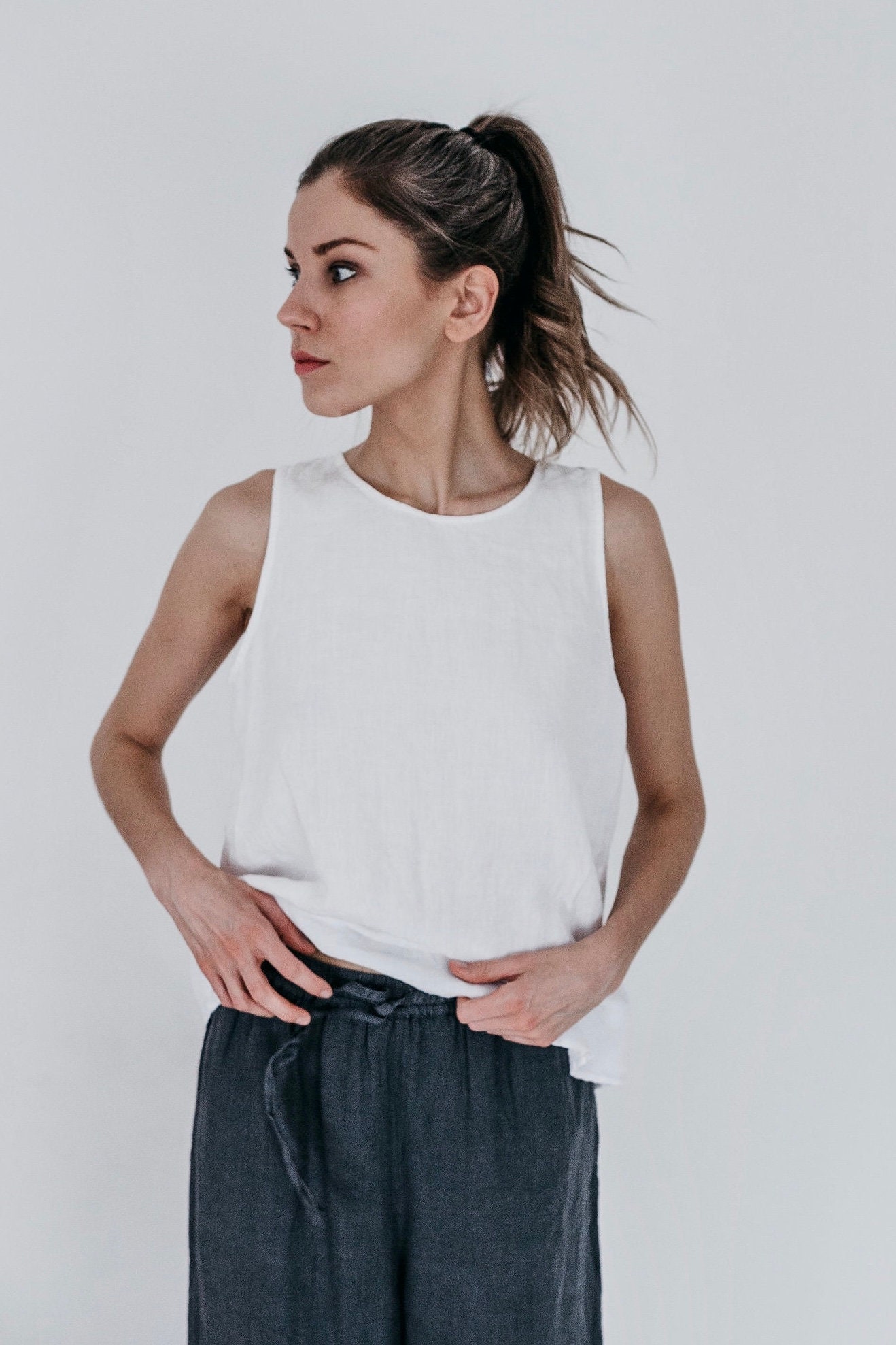 Linen Tank Top PETRA, Linen Shirt for Women, Plus Size Shirt, Tunic ...