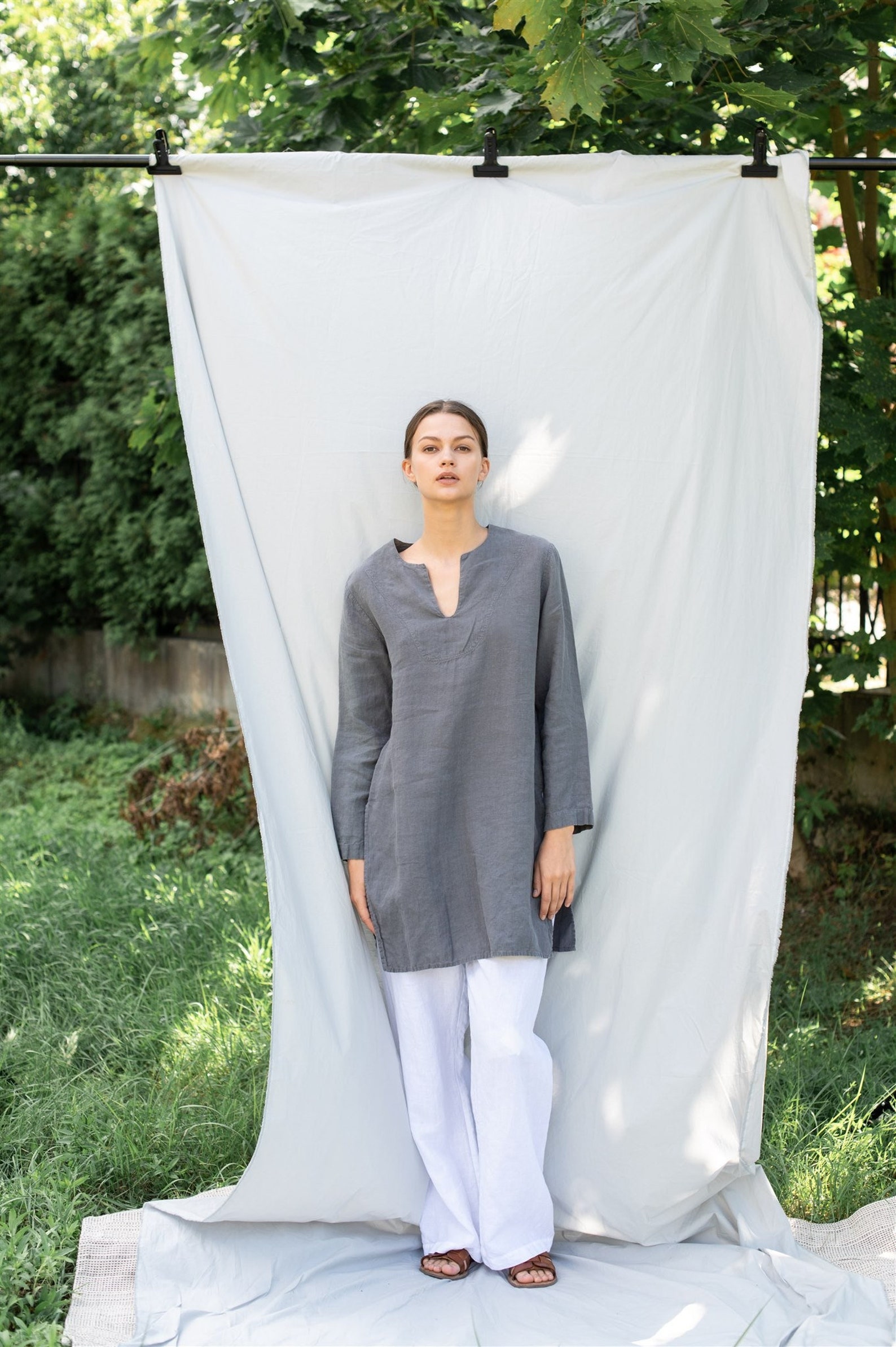 Linen Tunic Shirt SHADE, Linen Tunic Dress for Women, Linen Tunic Shirt ...