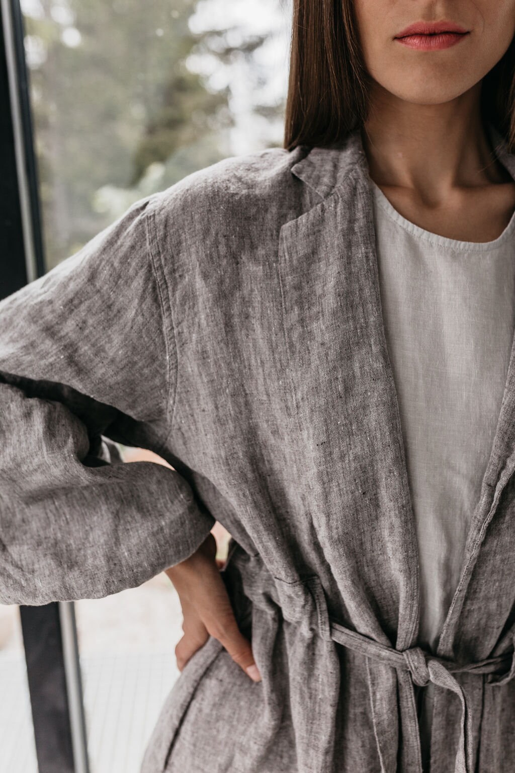 Linen Jacket BOO. Full Length Jacket. Linen Wrap Dress.long - Etsy