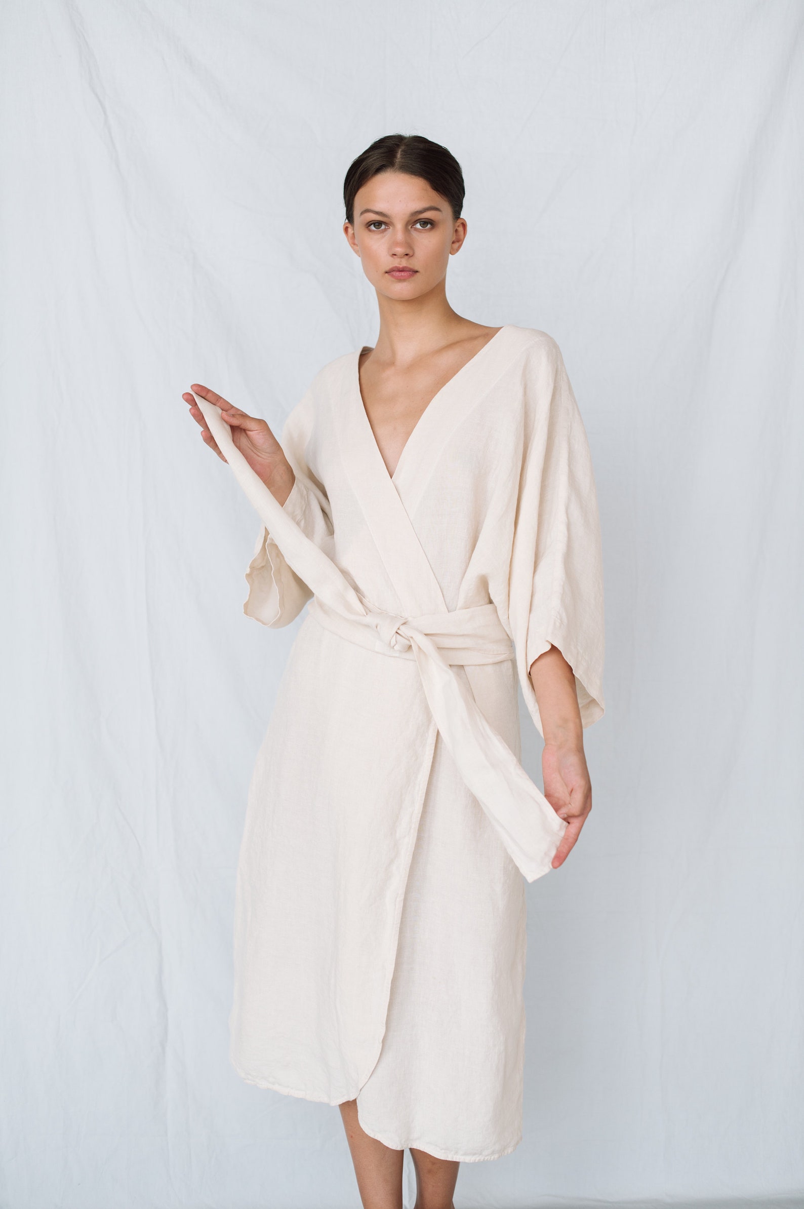 Linen Wrap Dress DATE . Linen Clothing for Women. Linen Robe, Long ...