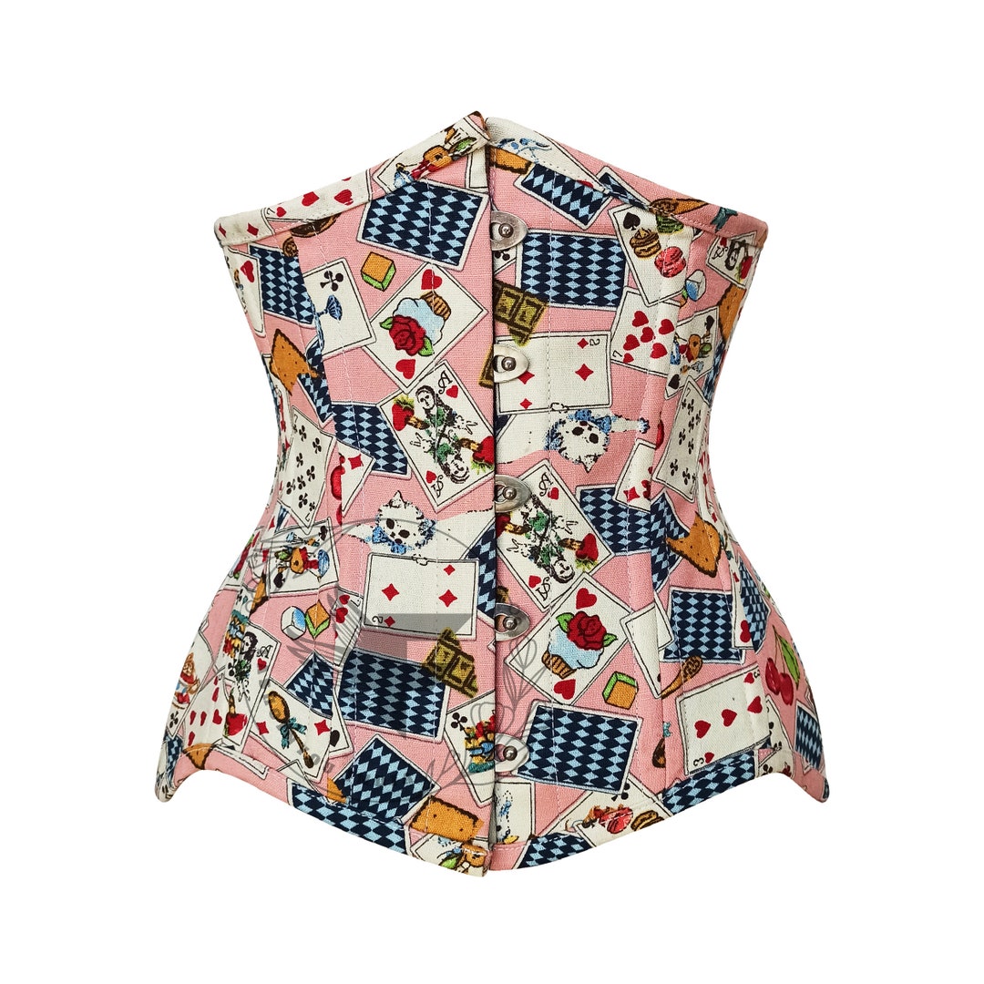 Canvas Underbust Corset in Playing Card Print | Steel Boned Corset ...