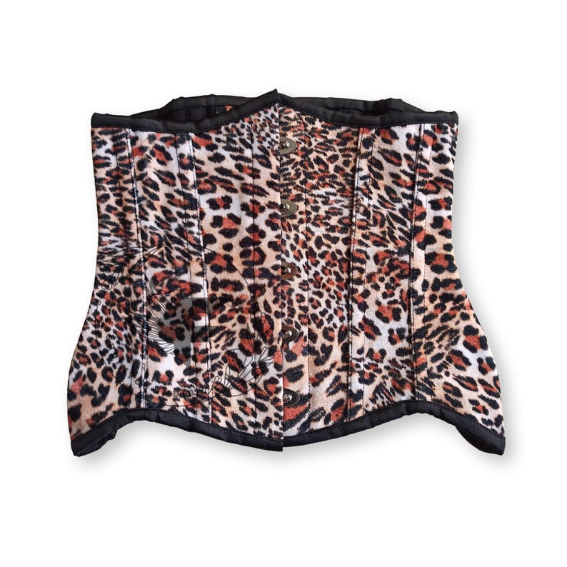 Velvet Underbust Corset Steel Boned Waist Trainer: Leopard Print Lace ...