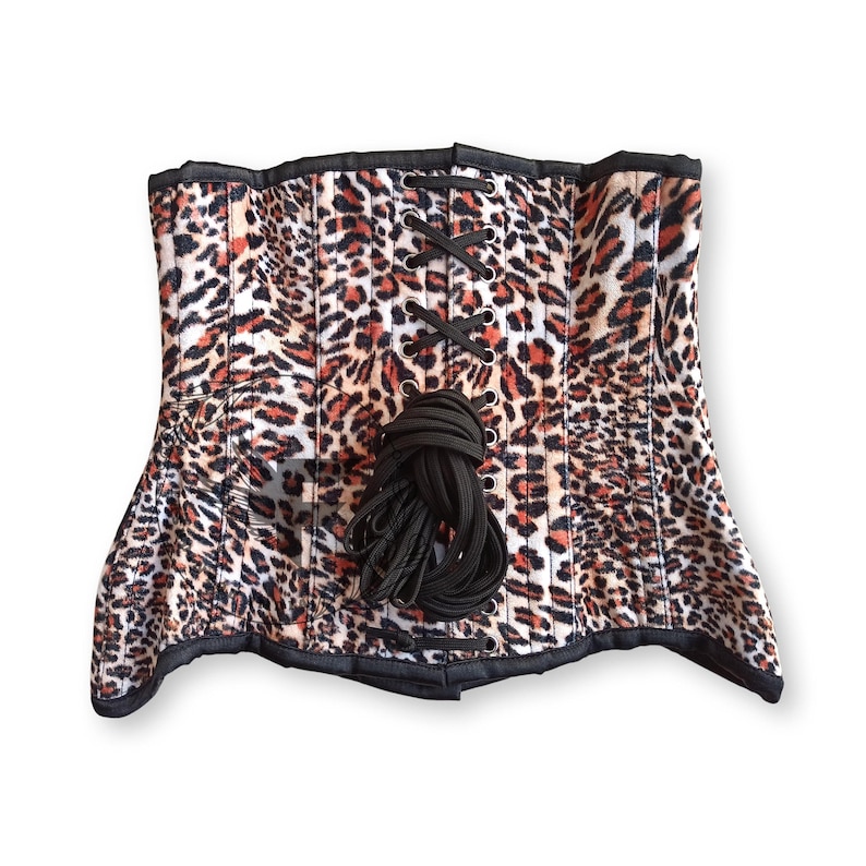 Velvet Underbust Corset Steel Boned Waist Trainer: Leopard Print Lace ...
