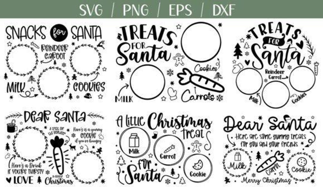Dear Santa Tray Bundle | 6 Santa Plate and Milk and Cookies Designs ...