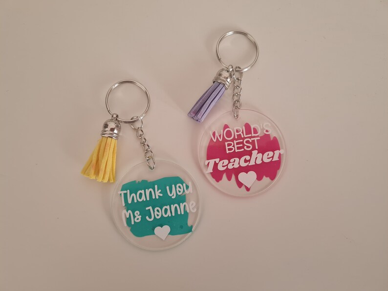 Teacher Appreciation Gift, Acrylic Round Keyrings, Keychains With ...