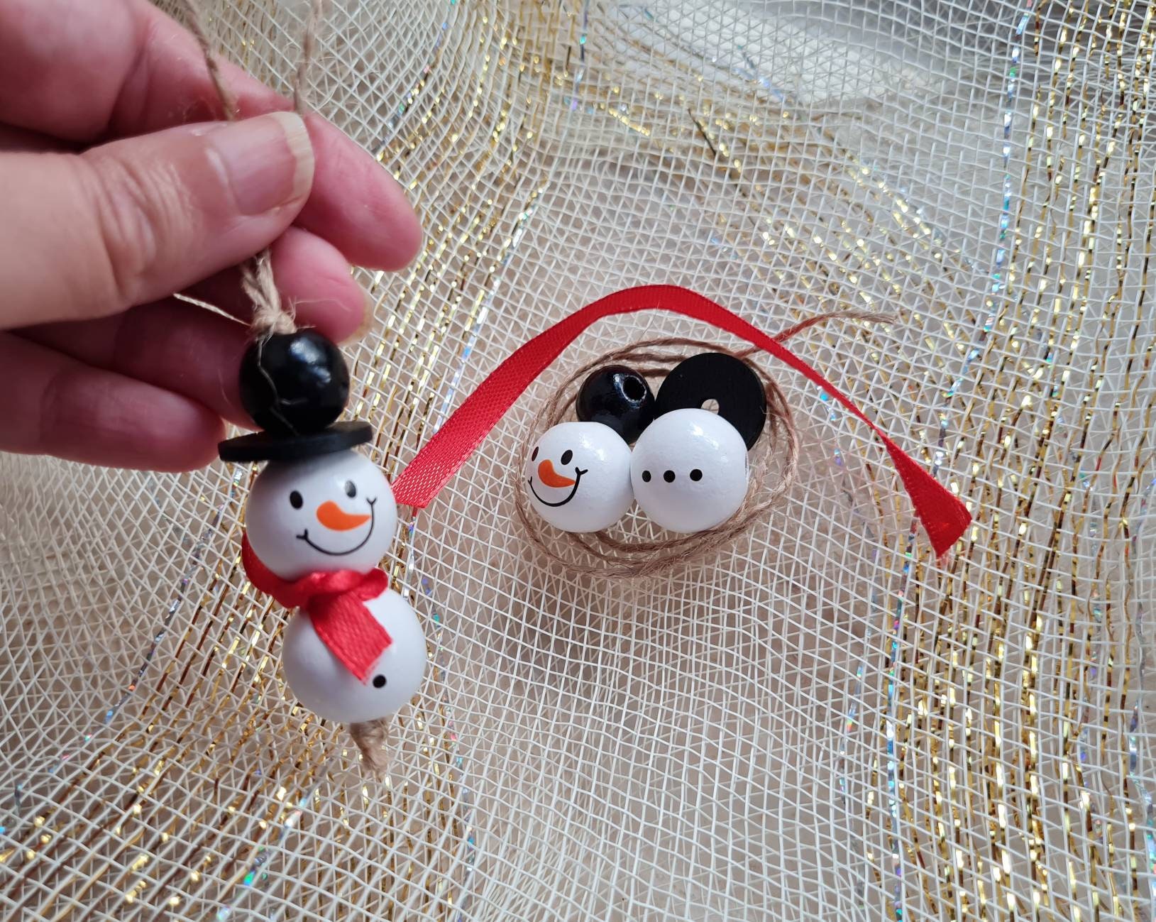 Make Your Own Beaded Snowman Kit, Diy Christmas Decoration Kit, Gift ...