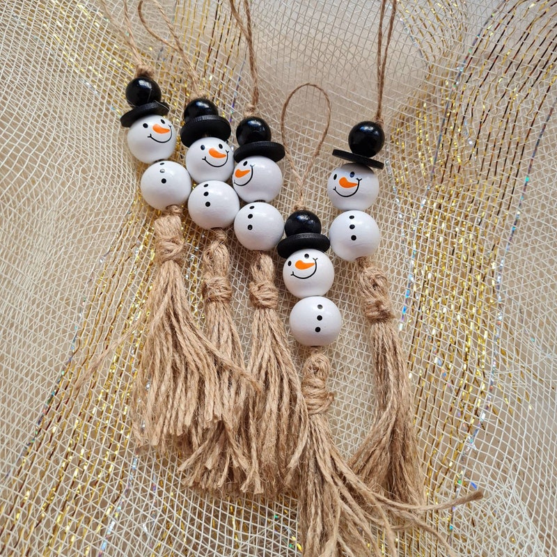 Wooden Snowman Ornaments - Etsy