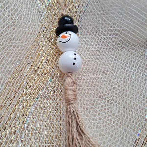 Snowman Wooden Beads Christmas Tree Ornaments, Handmade Christmas ...