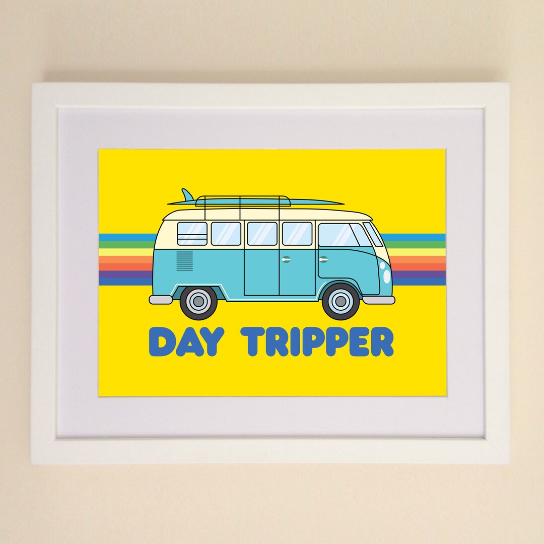 Day Tripper Camper Van Retro Rainbow Art Print Available in A4 or A3 ...