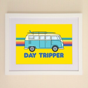 Day Tripper Camper Van Retro Rainbow Art Print Available in A4 or A3 ...
