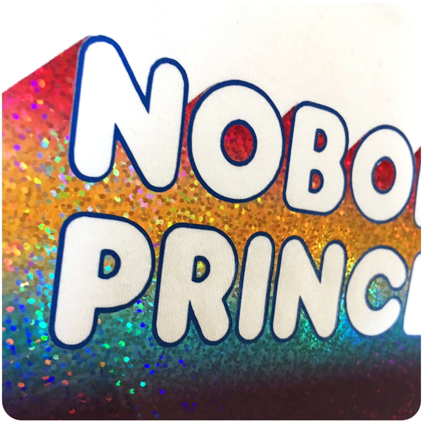 Nobody's Princess Sparkly Rainbow Glitter Feminist Red or Navy Raglan ...