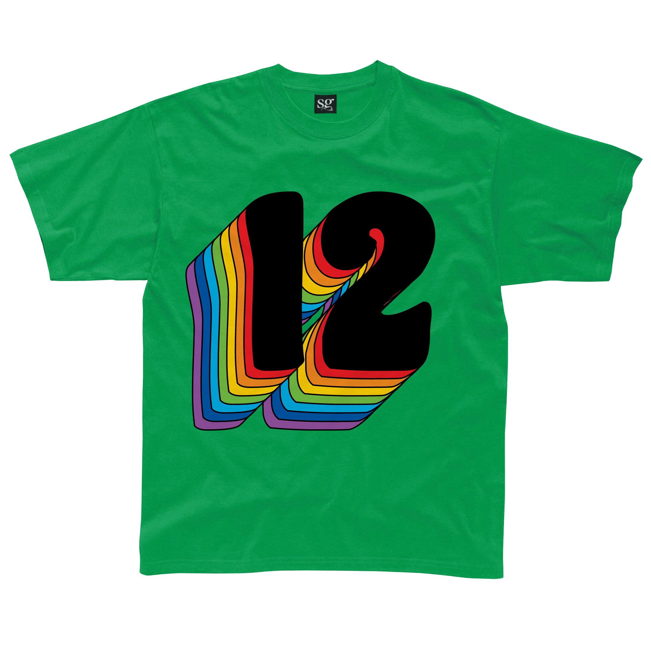 Twelfth Birthday Twelve T-shirt With Retro Rainbow Drop Shadow - Etsy
