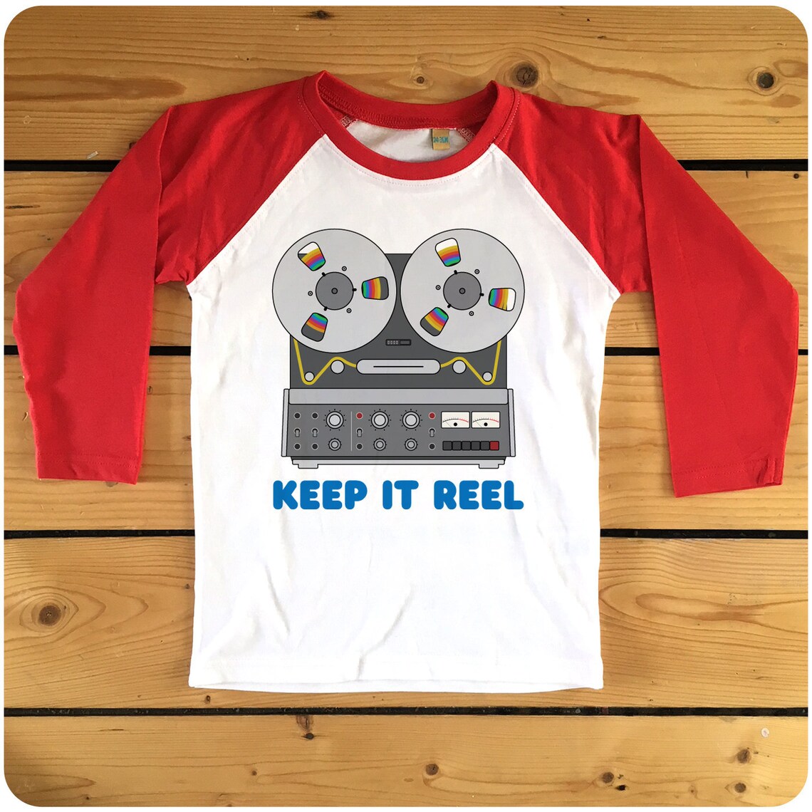 Keep It Reel Red or Navy Raglan Long-sleeve Baseball - Etsy