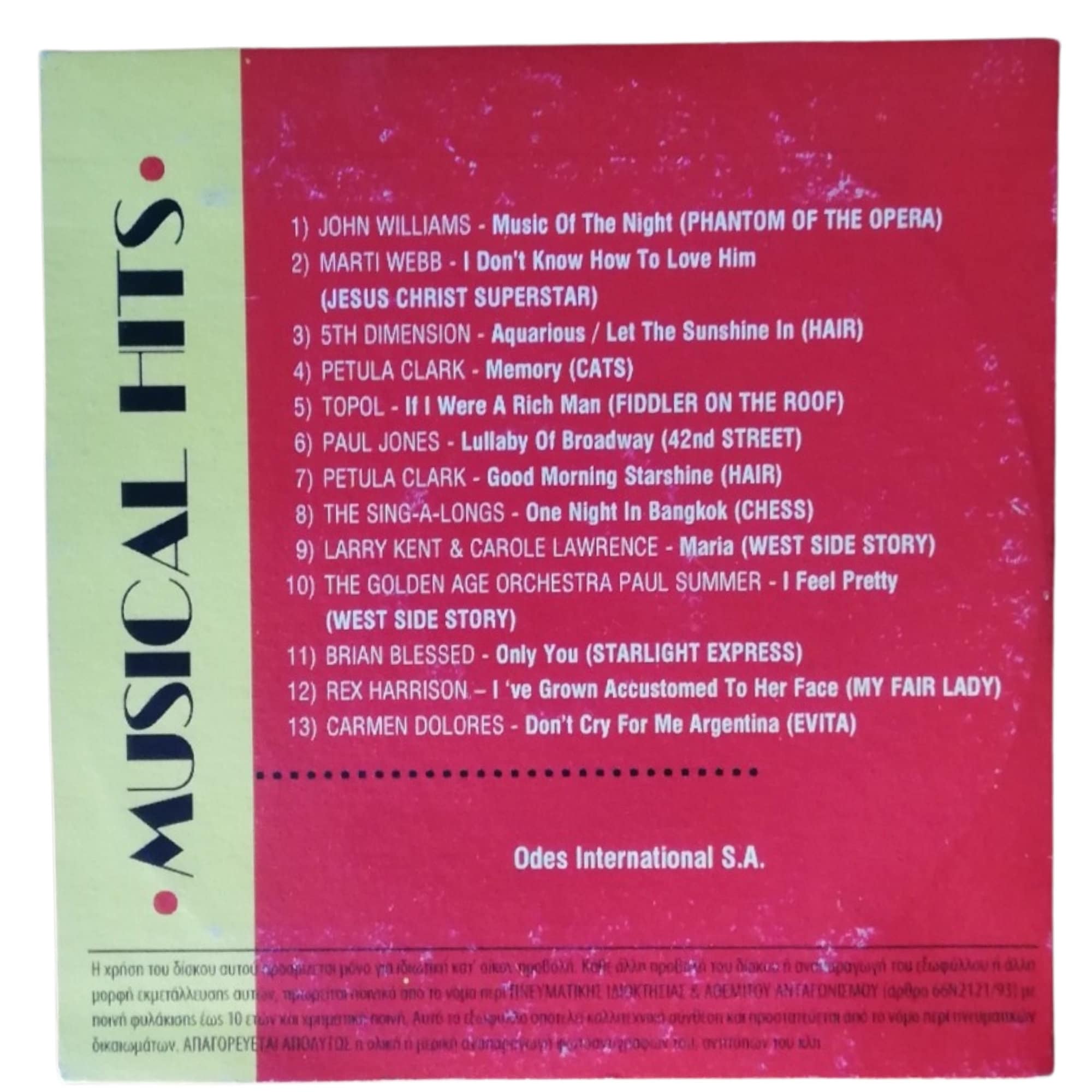 Musical Hits CD Famous Songs From Various Artists Rare Collectible ...