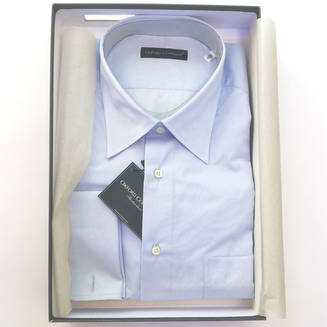 OXFORD COMPANY Men's Dress Shirt, Light Blue Cuff Shirt Size 17, Greek ...