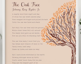 The Oak Tree Poem About Life ART PRINT Mighty Oak Tree, Inspirational ...