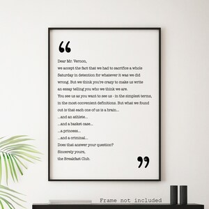 The Breakfast Club Movie Quote Closing Lines Letter to Mr. Vernon ...