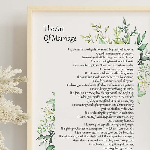 The Art of Marriage Poem Sign Wilferd A. Peterson Marriage - Etsy