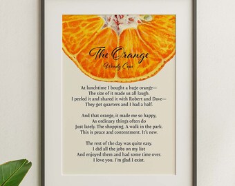 The Orange by Wendy Cope Poetry Graphic Poster - Etsy