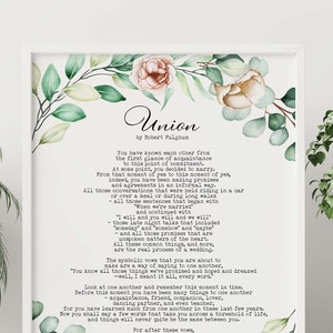 Union by Robert Fulghum Wedding Poem Wall Art - Full Poem - Framed ...