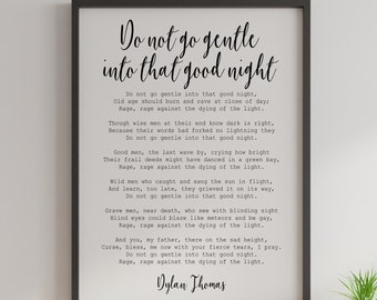 DYLAN THOMAS Print Framed Do Not Go Gentle Into That Good - Etsy