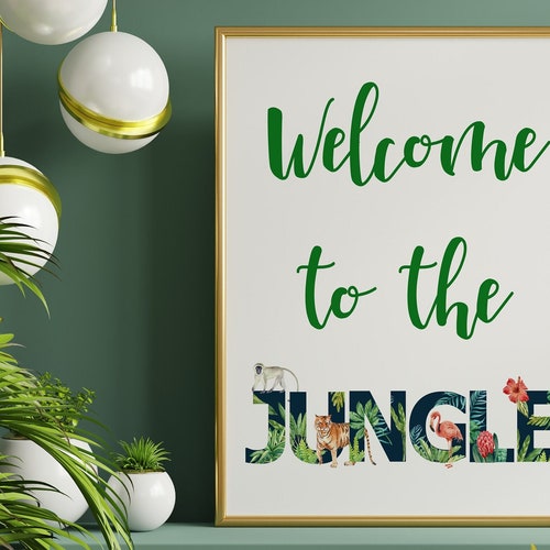 Welcome to the Jungle Printable Wall Art Tropical Decor - Etsy
