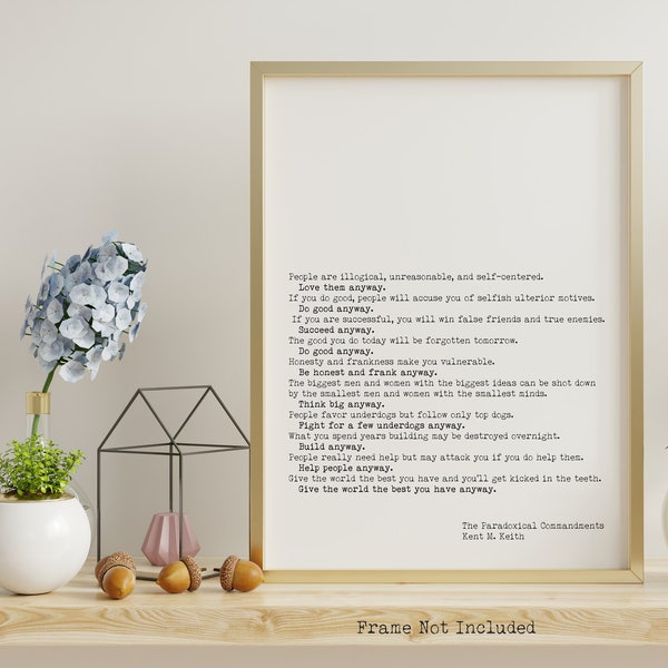 The Paradoxical Commandments by Mother Teresa - Etsy