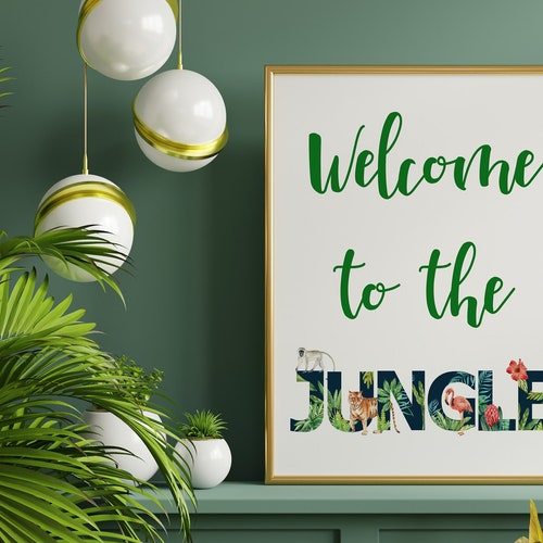 Welcome to the Jungle Printable Wall Art Tropical Decor - Etsy