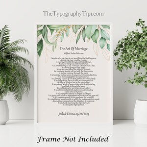The Art of Marriage Personalized Wedding Poem Wedding Poetry Wall Art ...