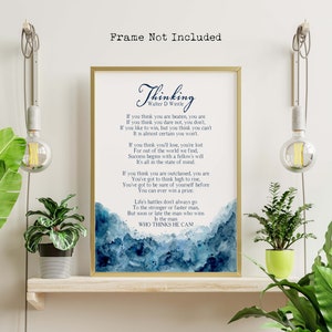 Thinking Poem Print by Walter D. Wintle Inspirational Poetry Poster ...