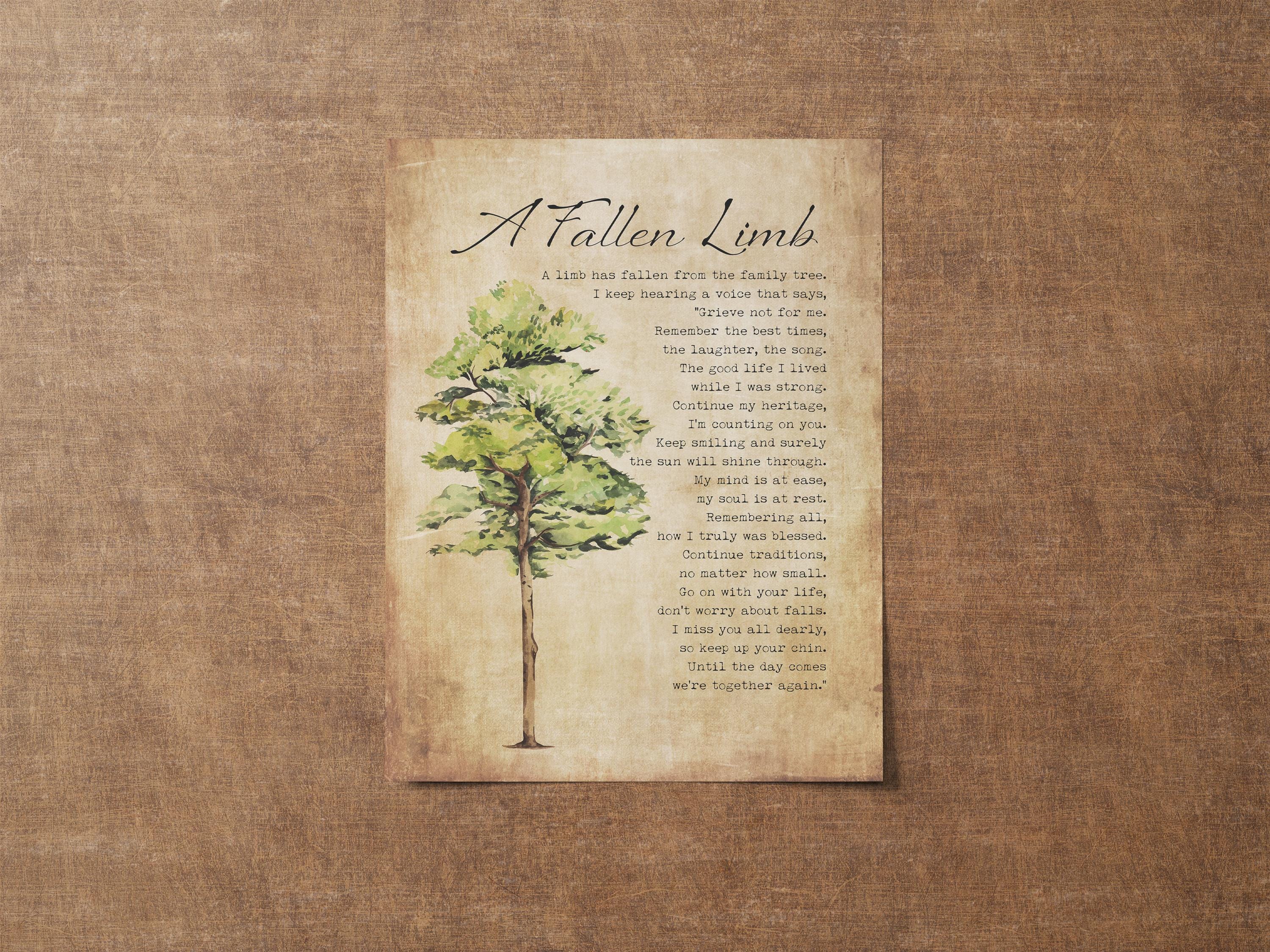 A Fallen Limb Poem Print: Sympathy Gift, Memorial Wall Art - Etsy