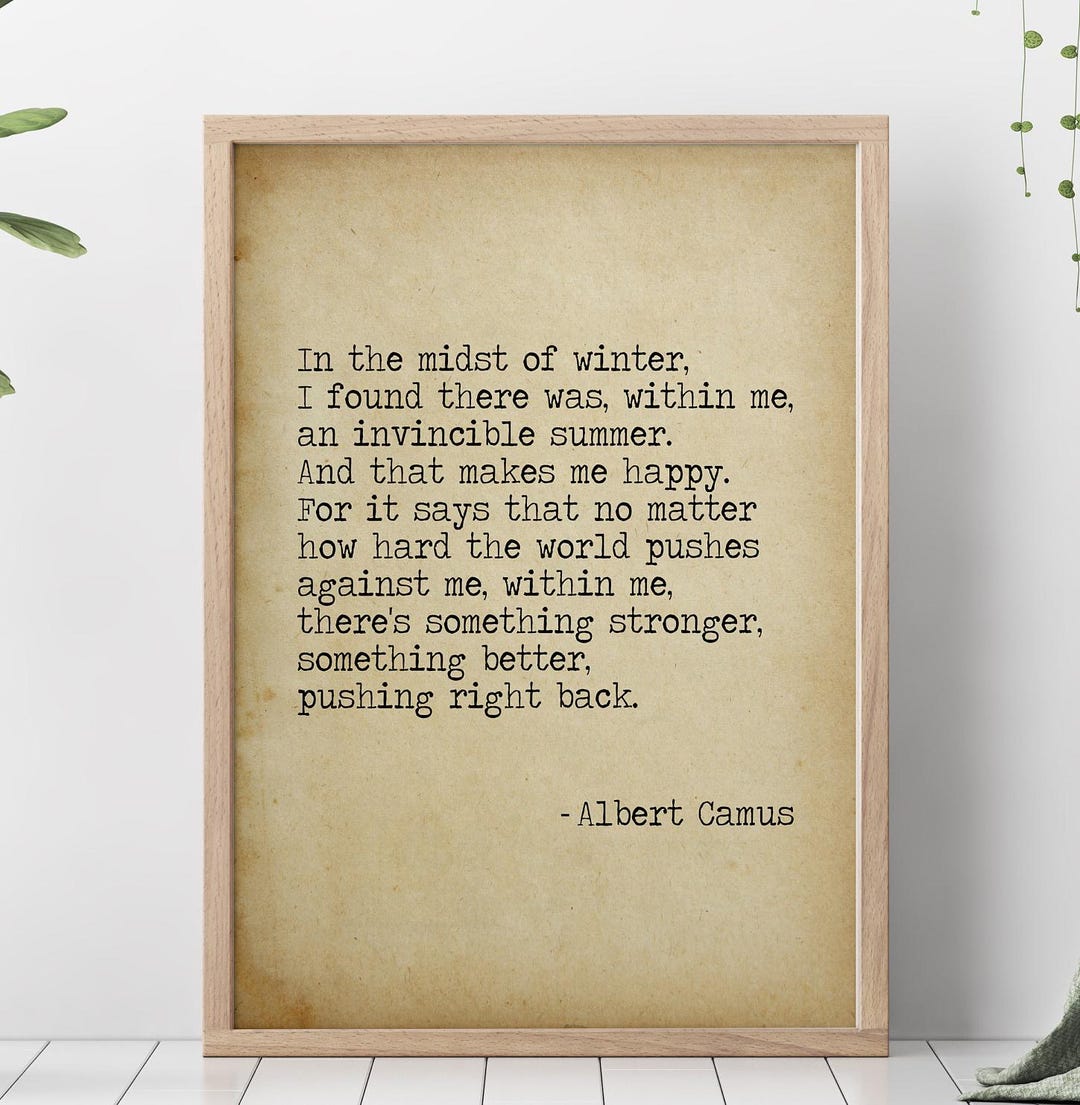 Albert Camus Quote Print: Invincible Summer, Vintage Style - Etsy