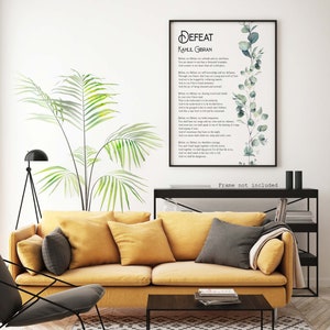 Defeat, Kahlil Gibran Poem Art Print Home Office Decor Poetry Wall Art ...