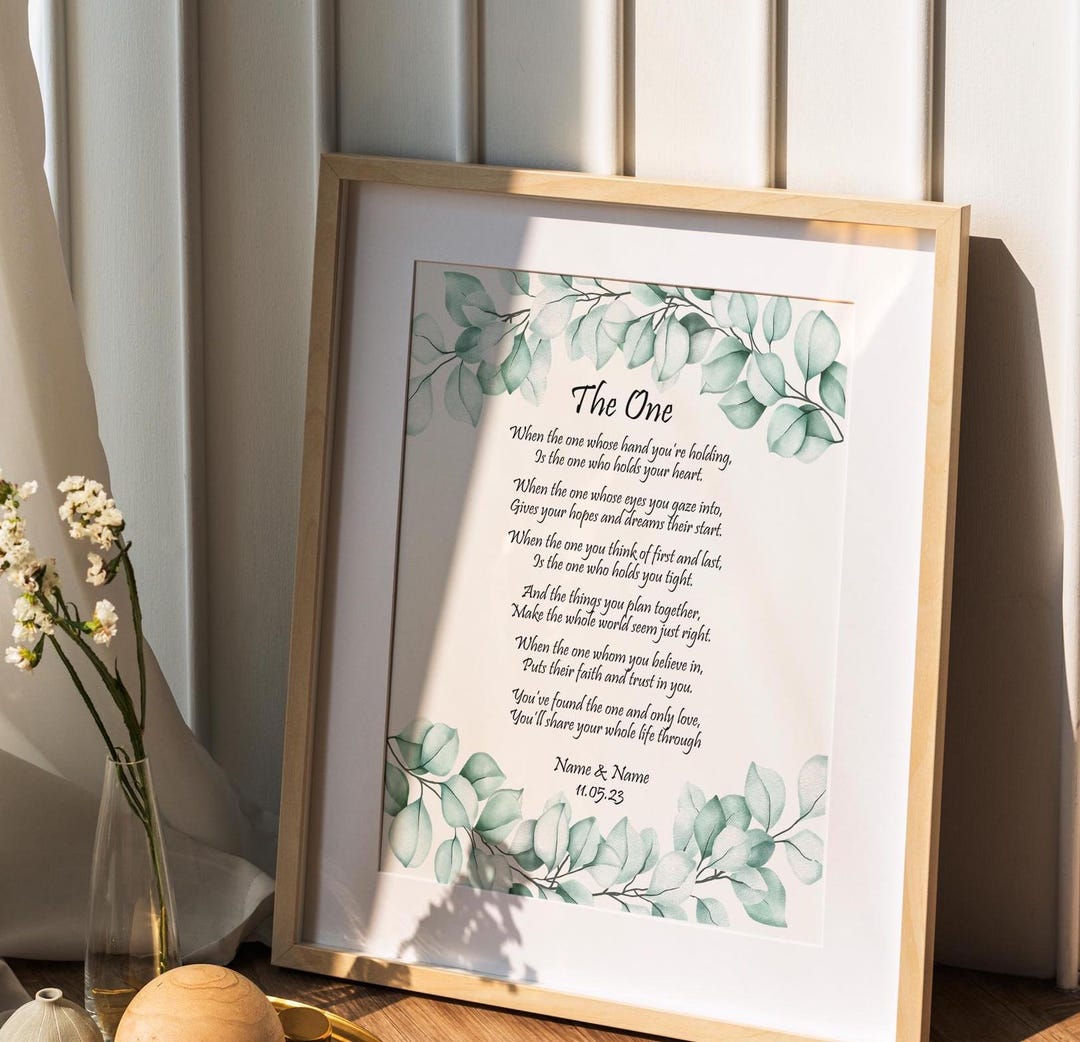 The One Personalized Wedding Poem Print - Love Poem, Marriage Poem ...