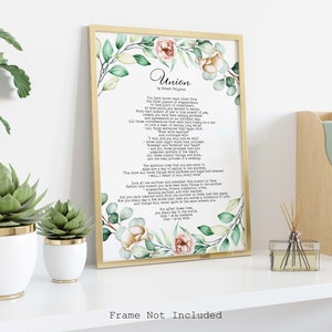 Union by Robert Fulghum Wedding Poem Wall Art - Full Poem - Framed ...