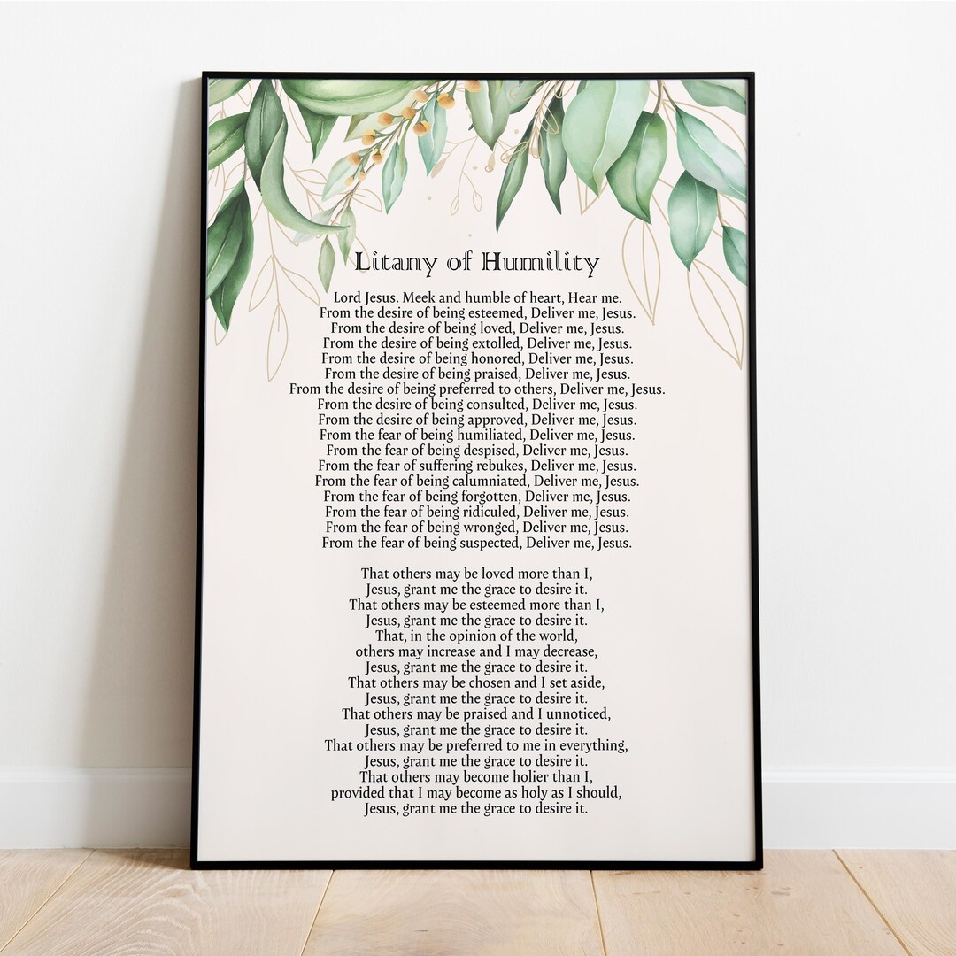 Litany of Humility Print: Catholic Prayer, Elegant Christian Decor - Etsy